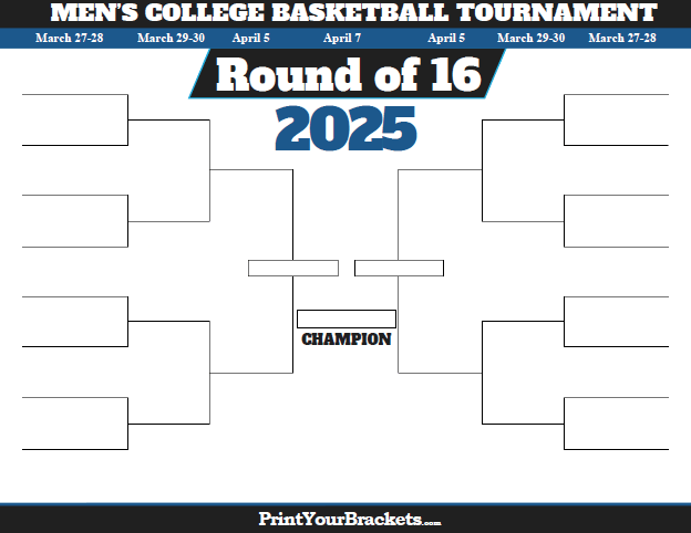 Sweet Sixteen Printable Bracket