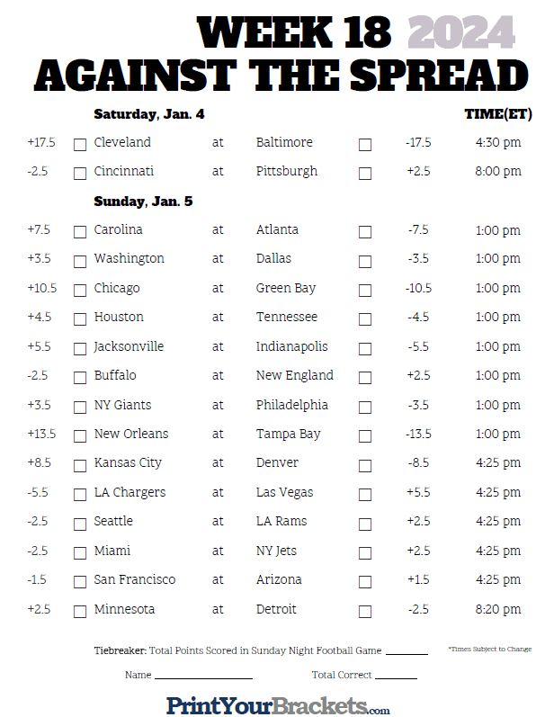 Free Printable Nfl Pick Em Sheets Football Office Pickem Pools And