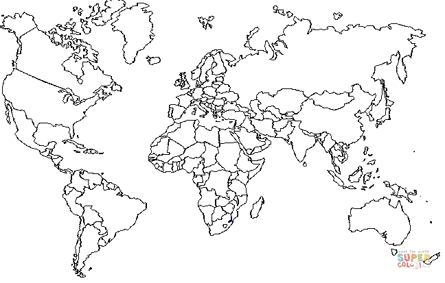 Wereldkaart Kleurplaat At Kleurplaat