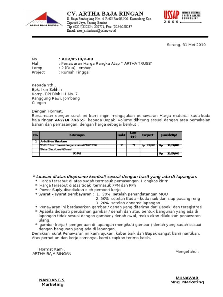 Contoh Surat Penawaran Kerjasama Jasa Ekspedisi