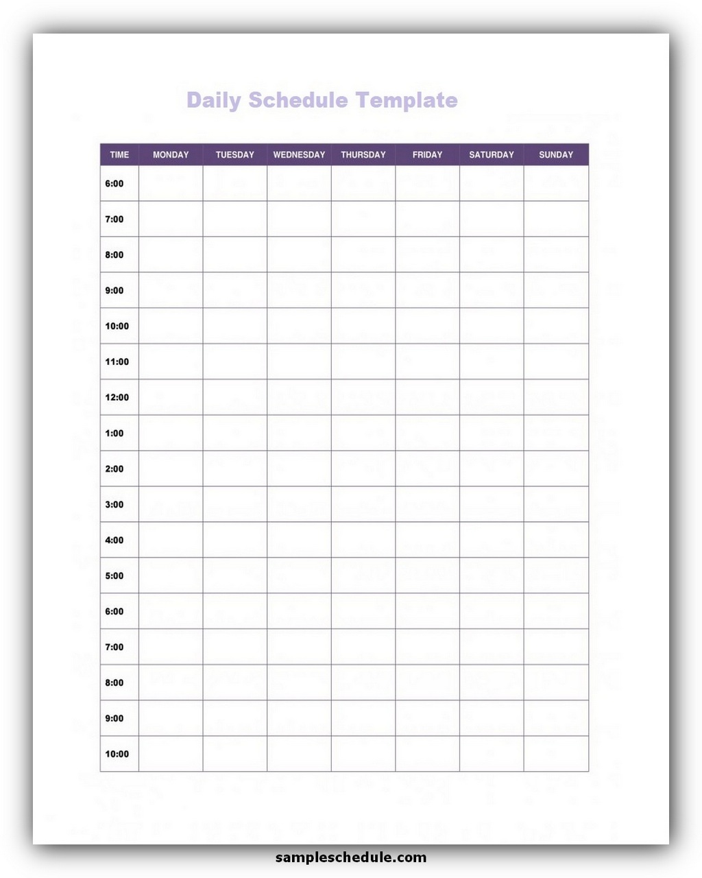 Daily Schedule Excel Template