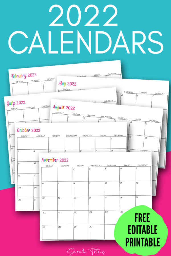 Printable Calendar 2022 Customizable Calendar Example And Ideas