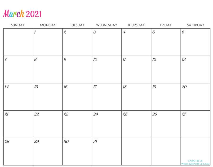 2021 Calendar Blank Printable Calendar Template In Pdf