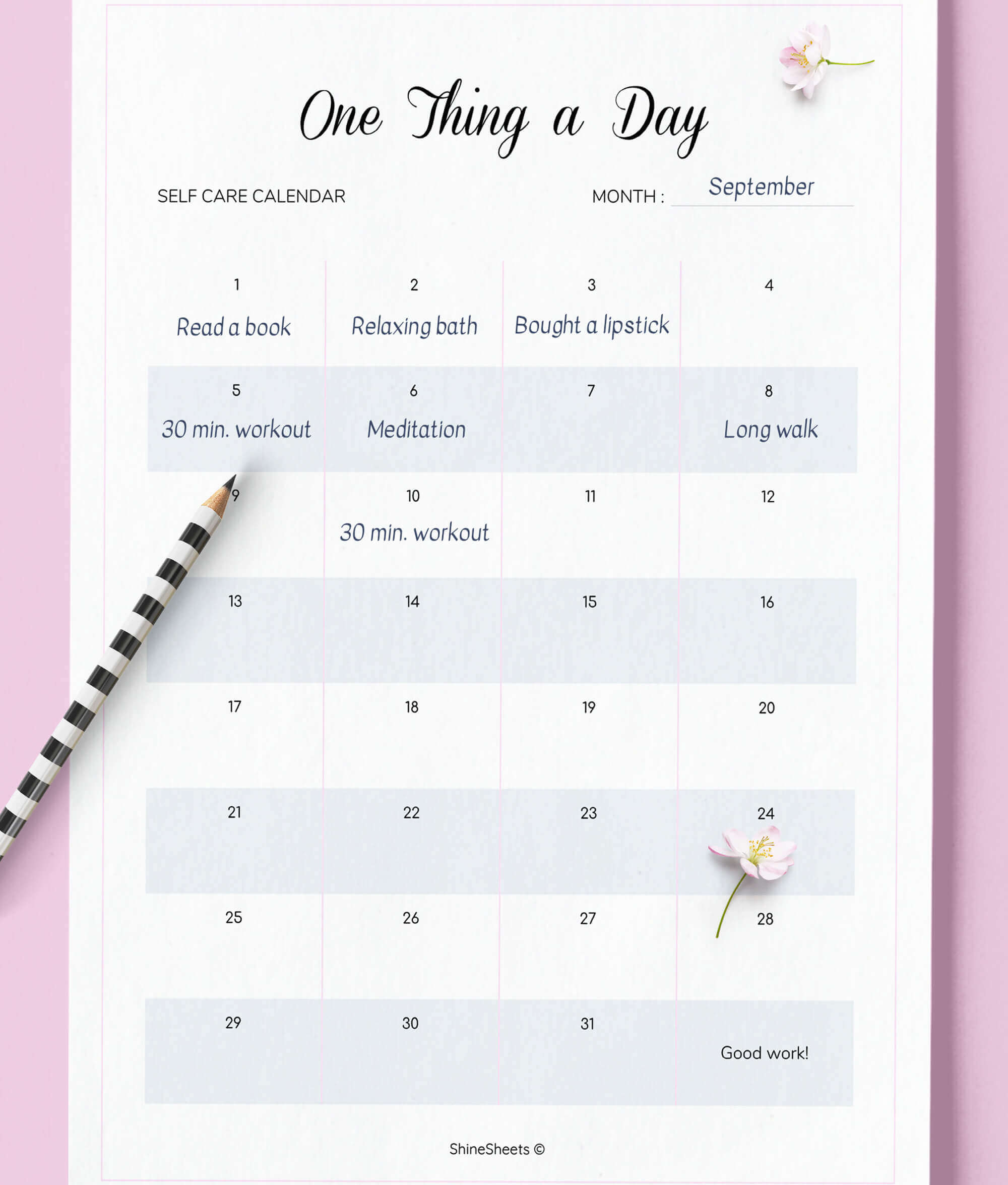 Self Care Planner Printable