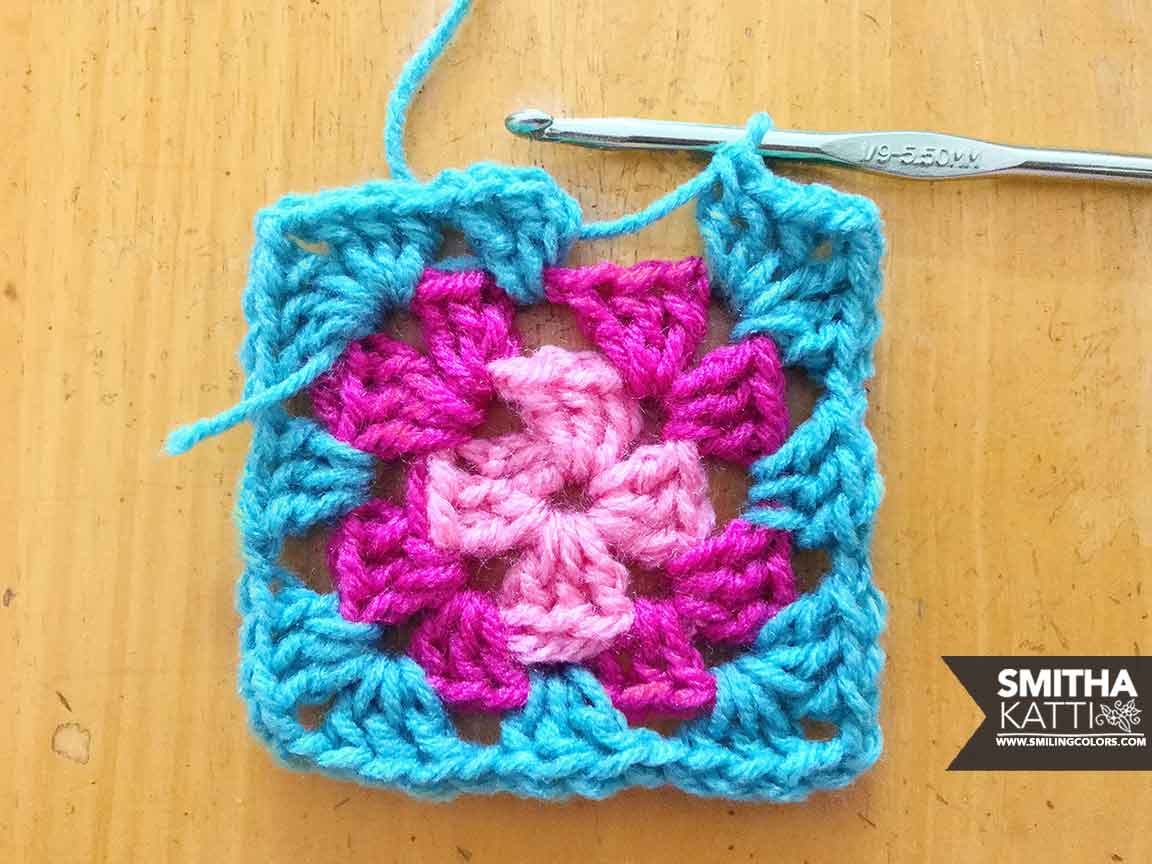 Basic Granny Square Pattern With Easy Step By Step Photo Smiling Colors