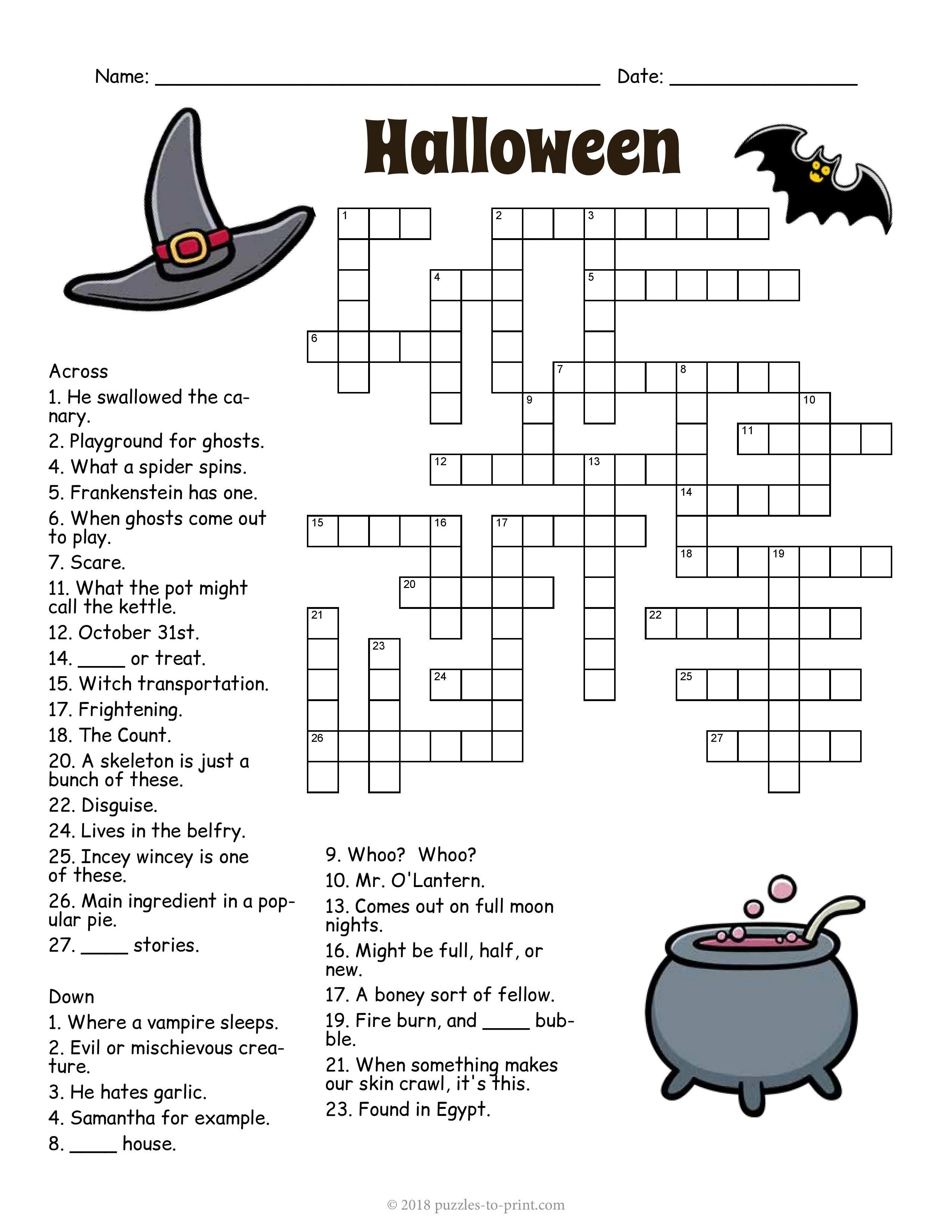 Printable Halloween Word Puzzles