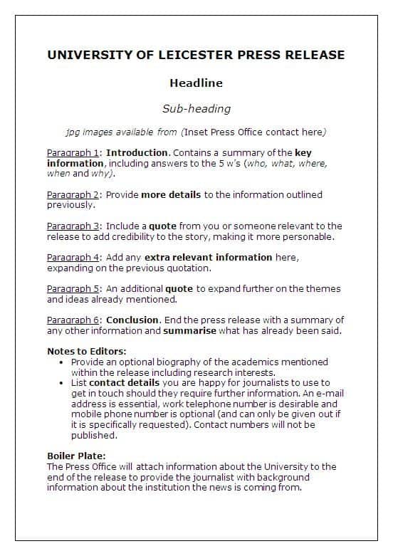 21 Free Press Release Template Word Excel Formats