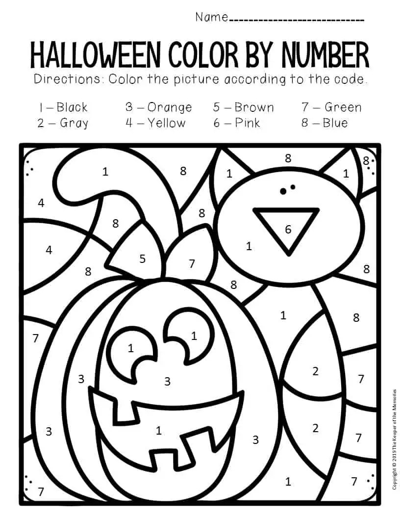 Halloween Color By Number Printable Printable Word Searches