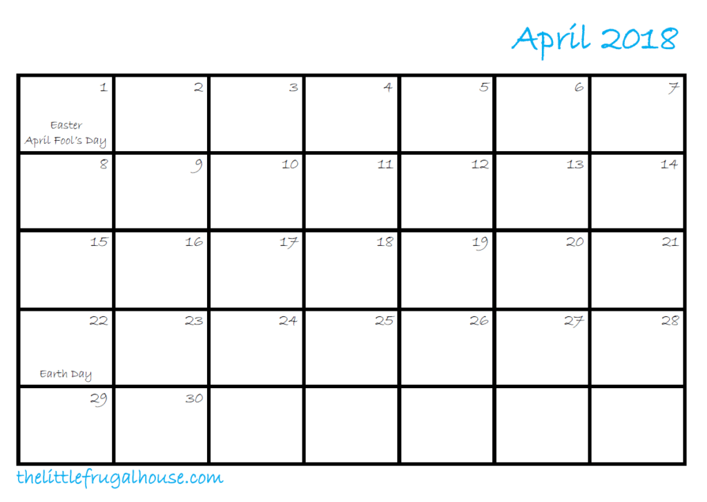 Free April Printable Calendar