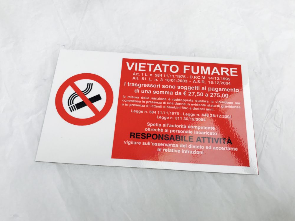 Cartelli Personalizzati Vietato Fumare Timbrificio Tipografia