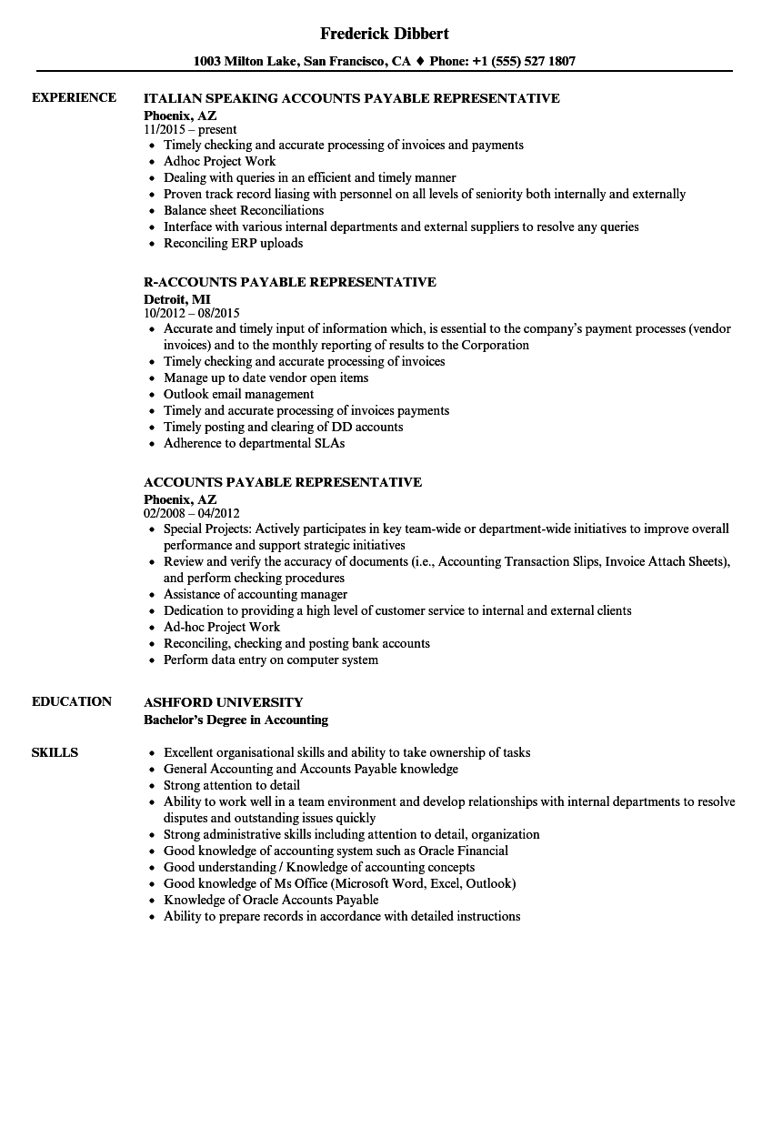 Account Payable Resume Sample Get Free Templates