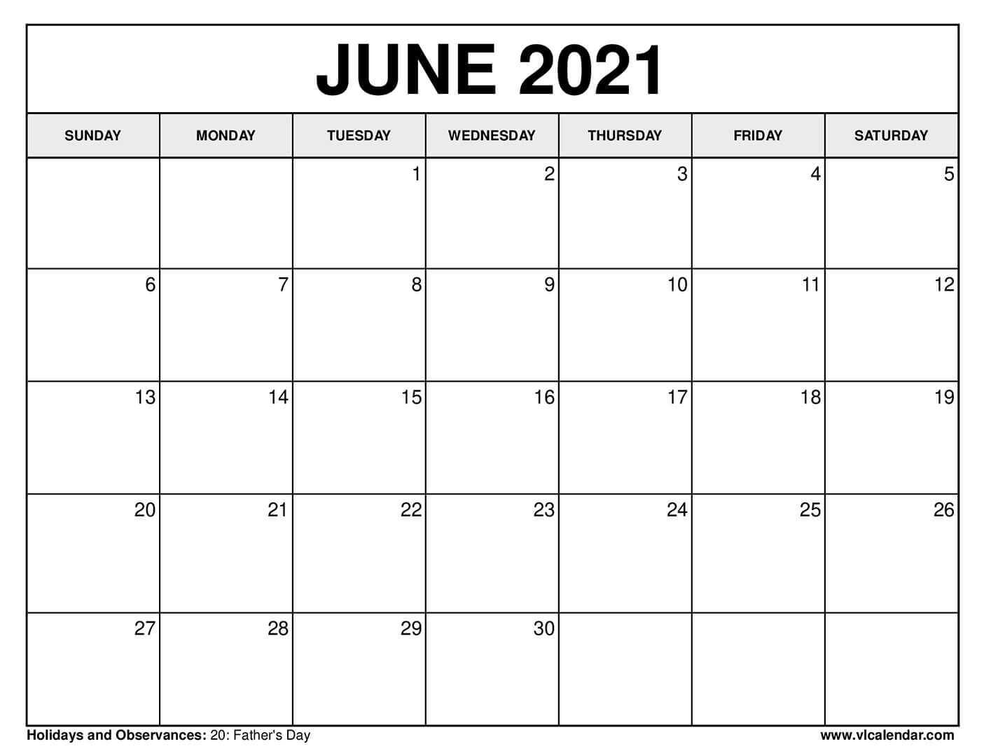 Calendar For June 2021 Printable Word Searches