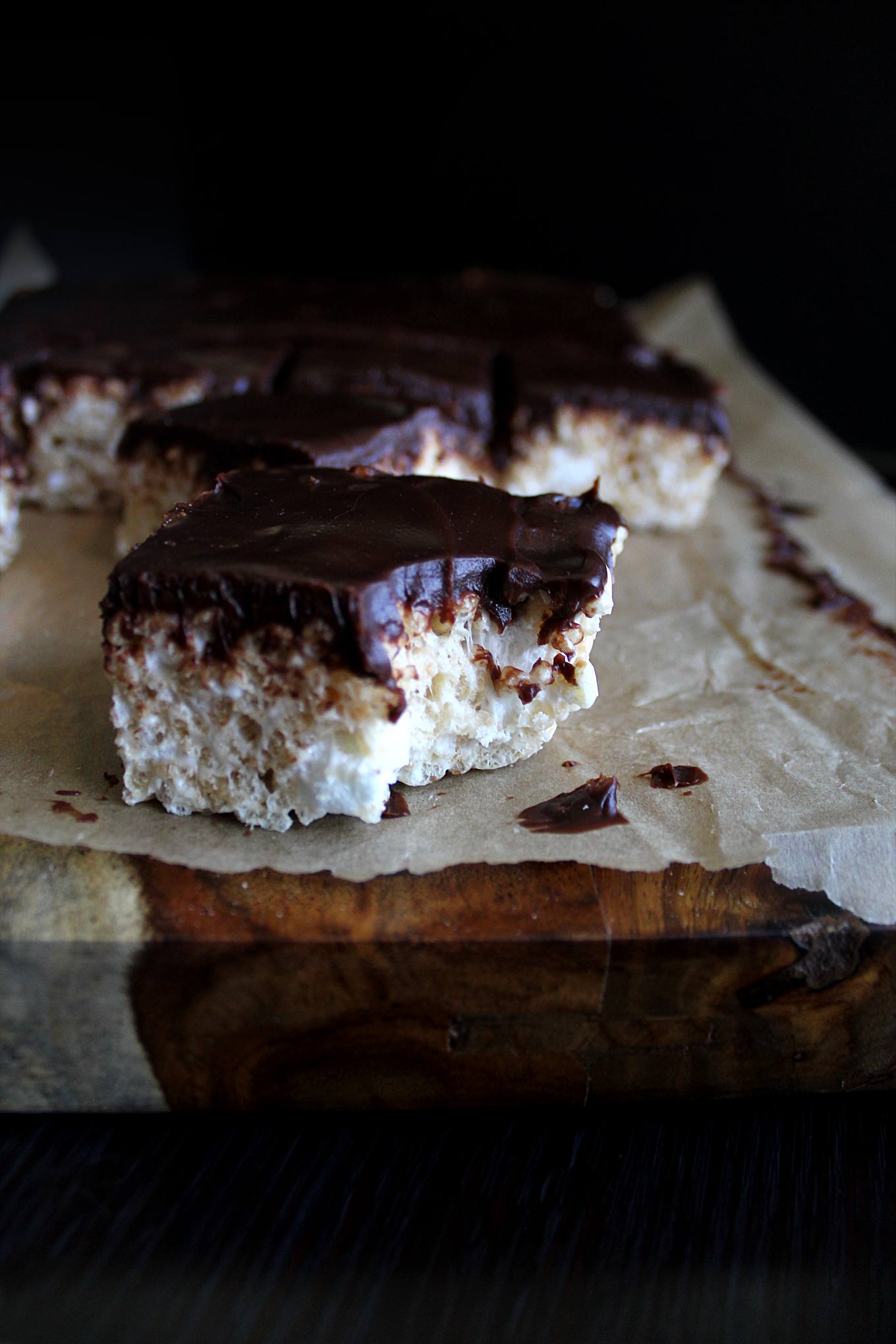 Marshmallow Rice Krispie Treats With Chocolate Ganache Wyldflour