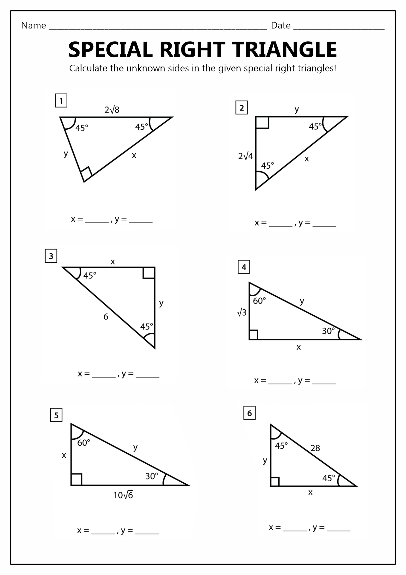 10 Solving Right Triangles Worksheet Worksheets Decoomo