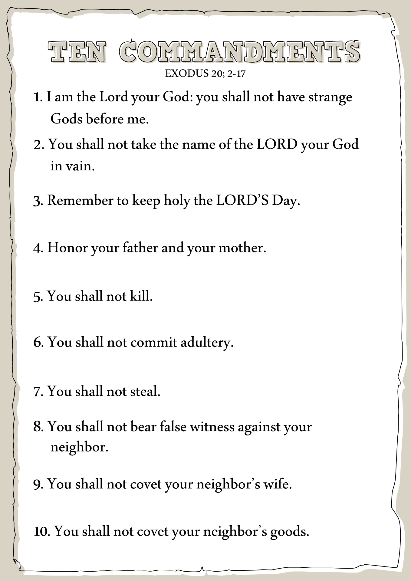 10 Commandments Kjv Printable Free Printable Templates