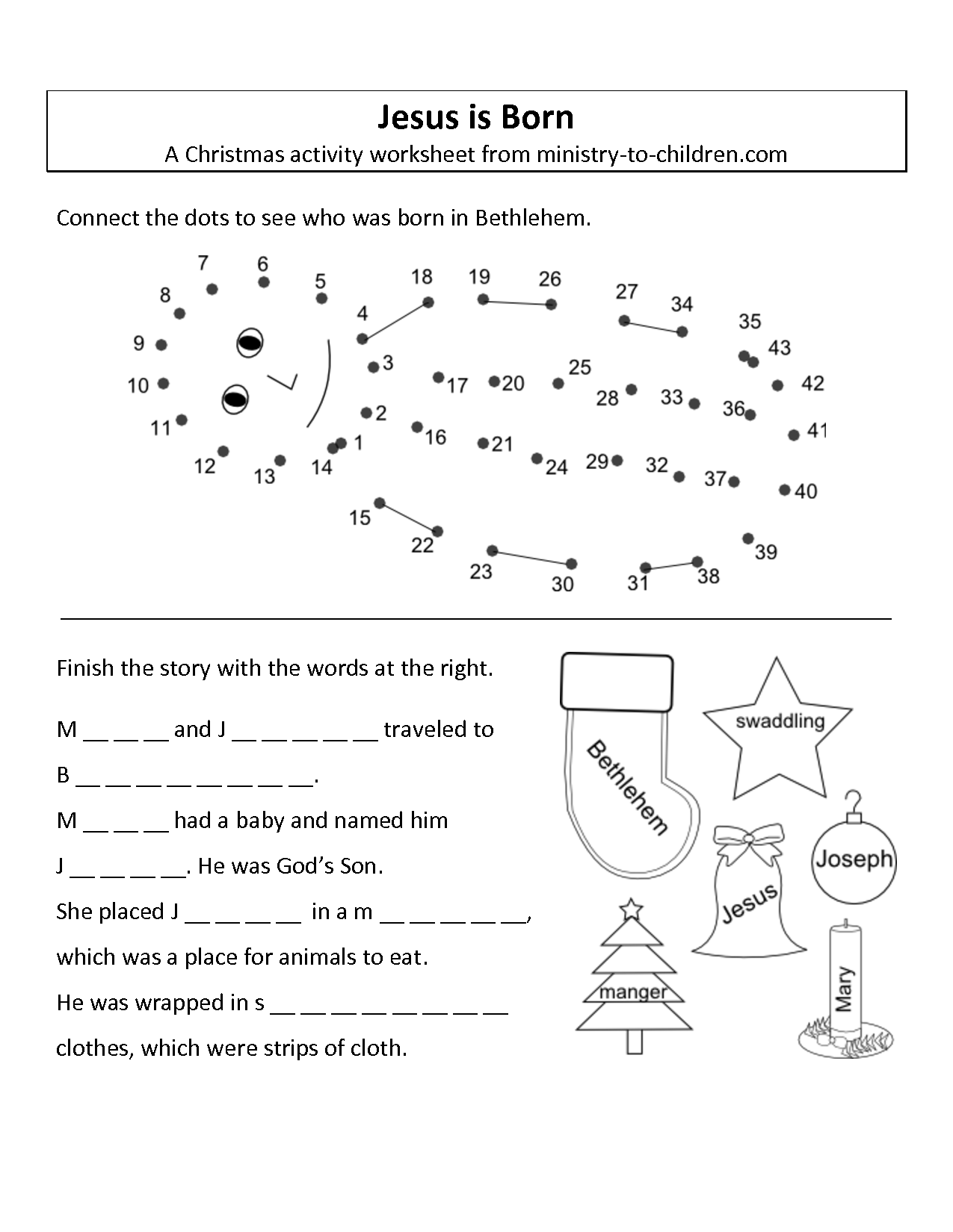 Printable Birth Of Jesus Worksheets