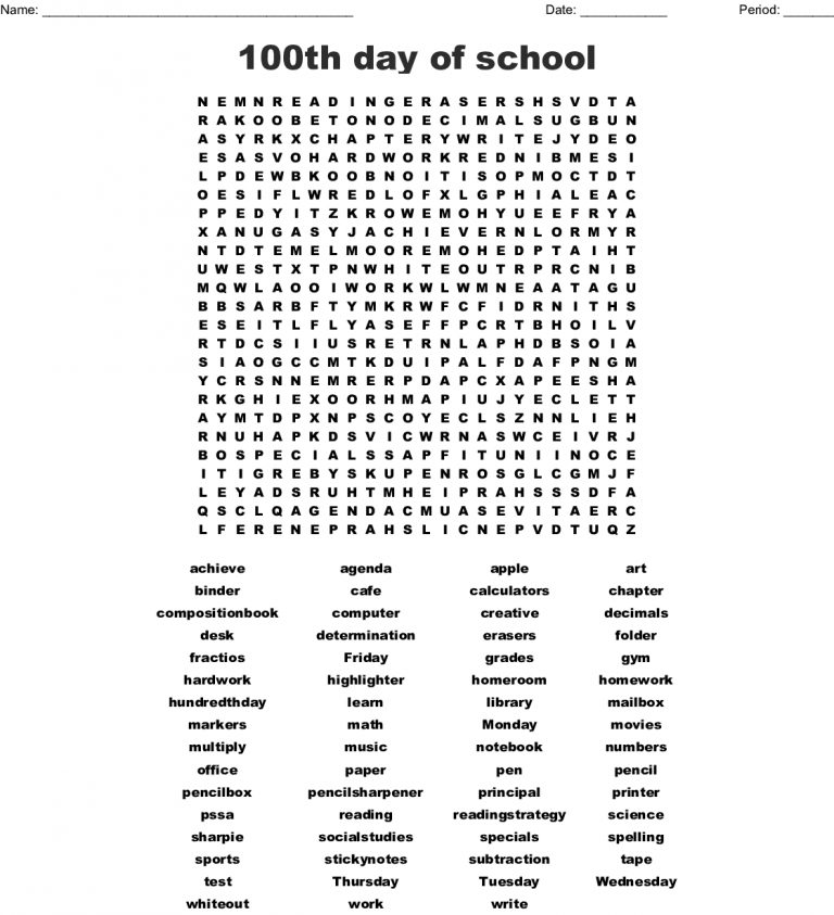 100 Word Printable Word Search Printable Word Searches