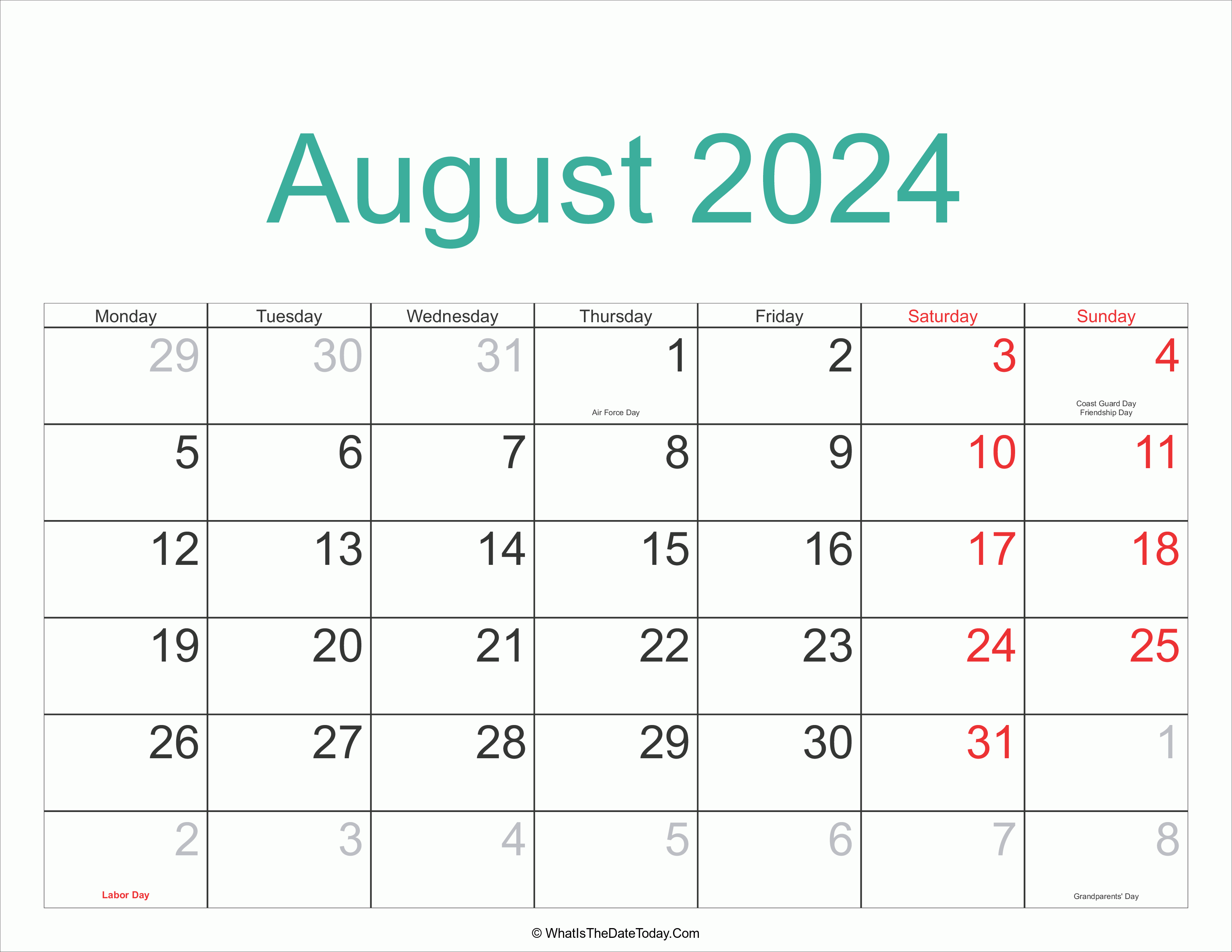 August 2024 Calendar