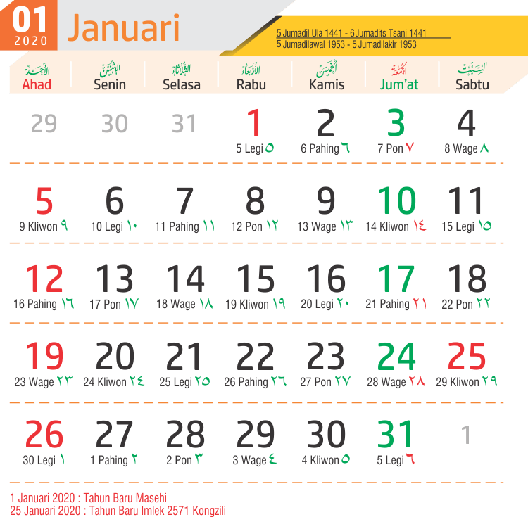 Desain Kalender 2020 3 Bulanan Cdr