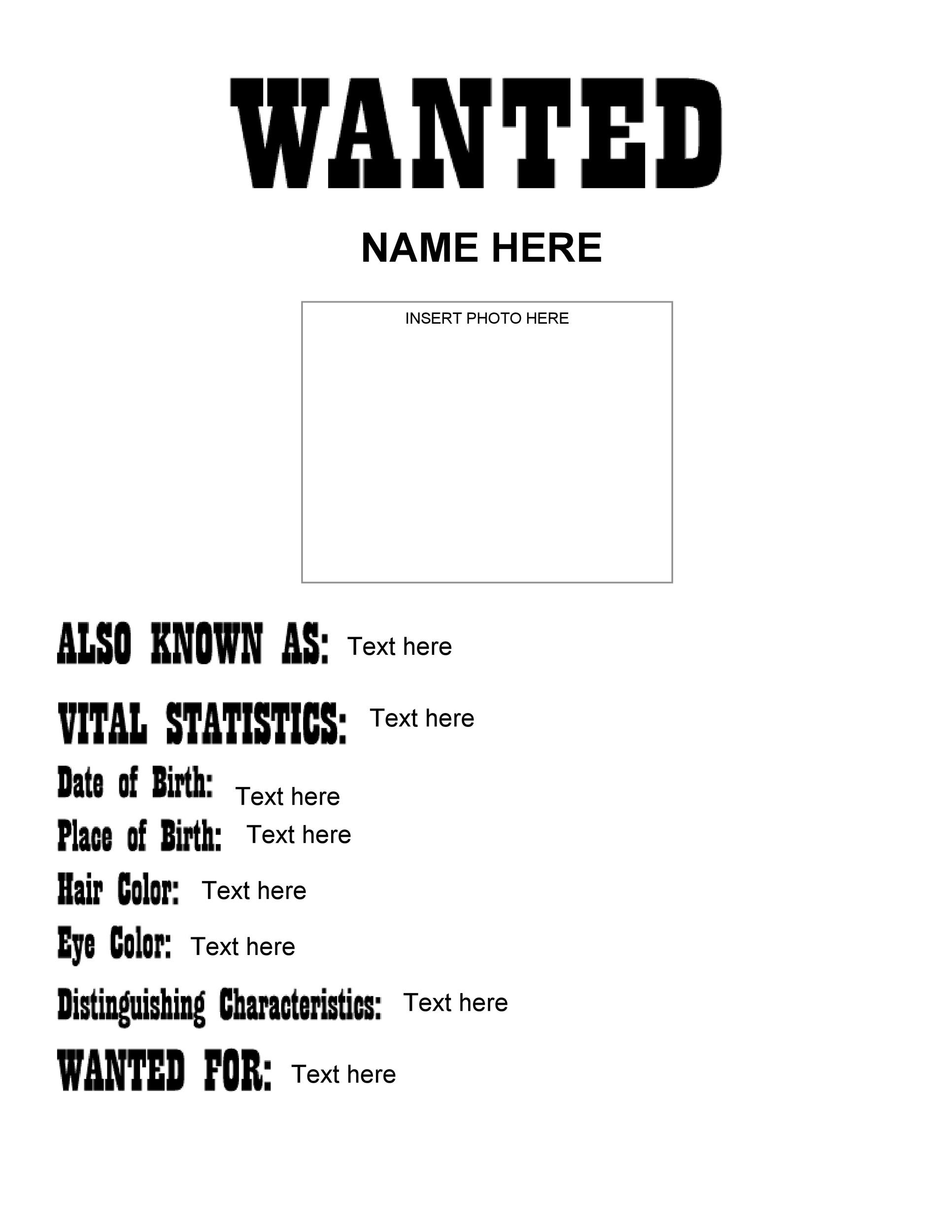 Printable Wanted Poster