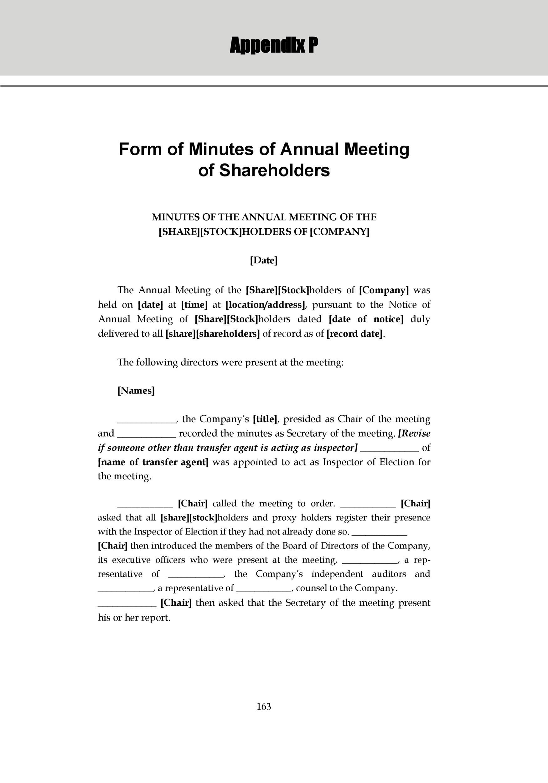 C Corp Meeting Minutes Template