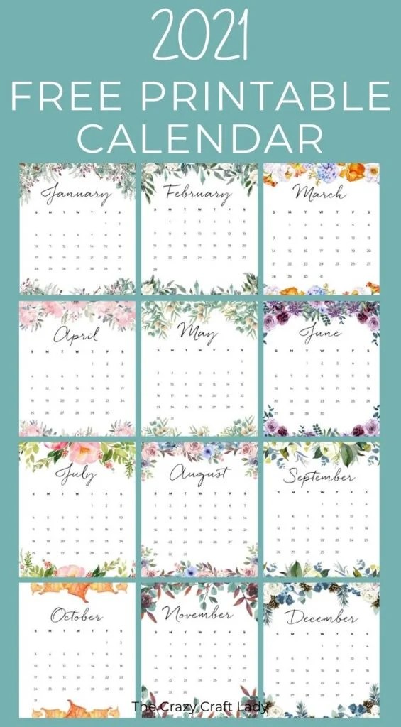 2021 Calendar Printable Floral