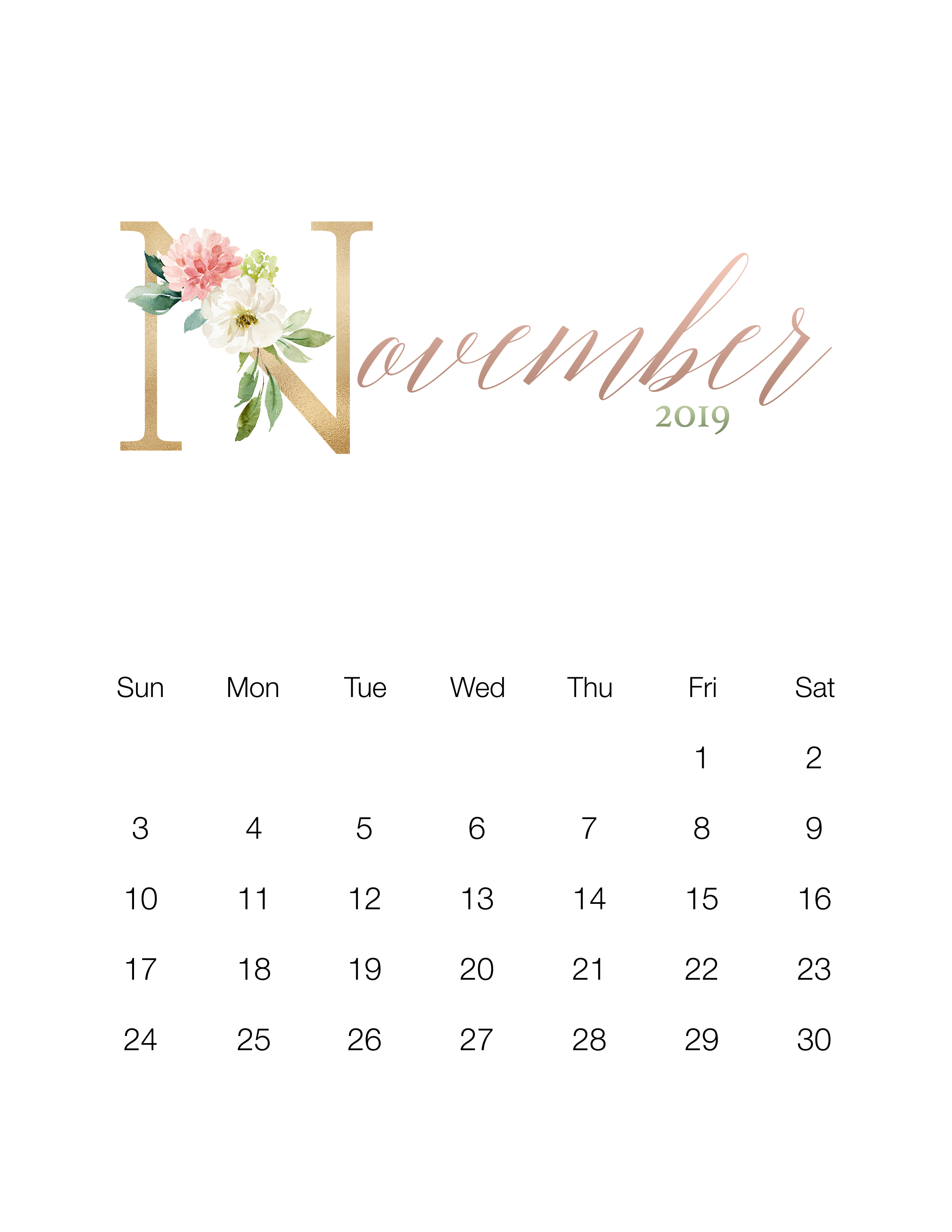 Pretty Floral Free Printable 2019 Calendar The Cottage Market