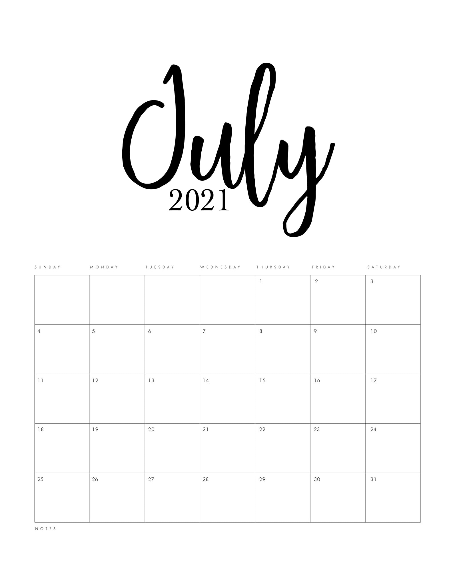 Free Printable 2021 Minimalist Calendar The Cottage Market