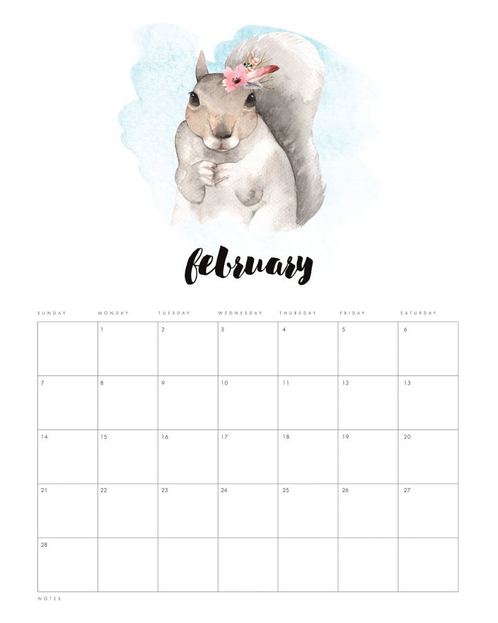 Free Printable 2021 Watercolor Animal Calendar The Cottage Market