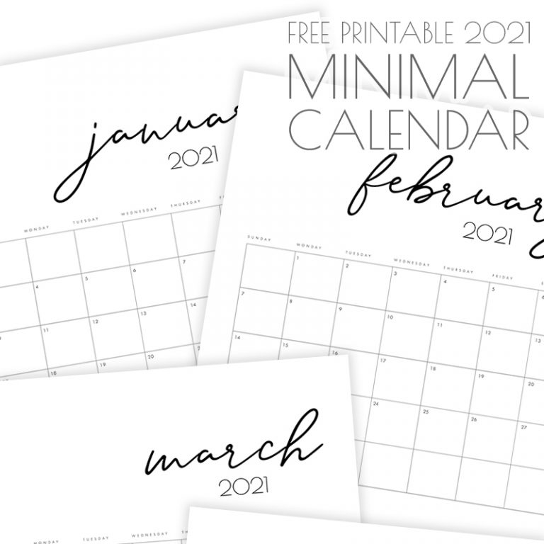 Free Printable 2021 Minimal Calendar The Cottage Market