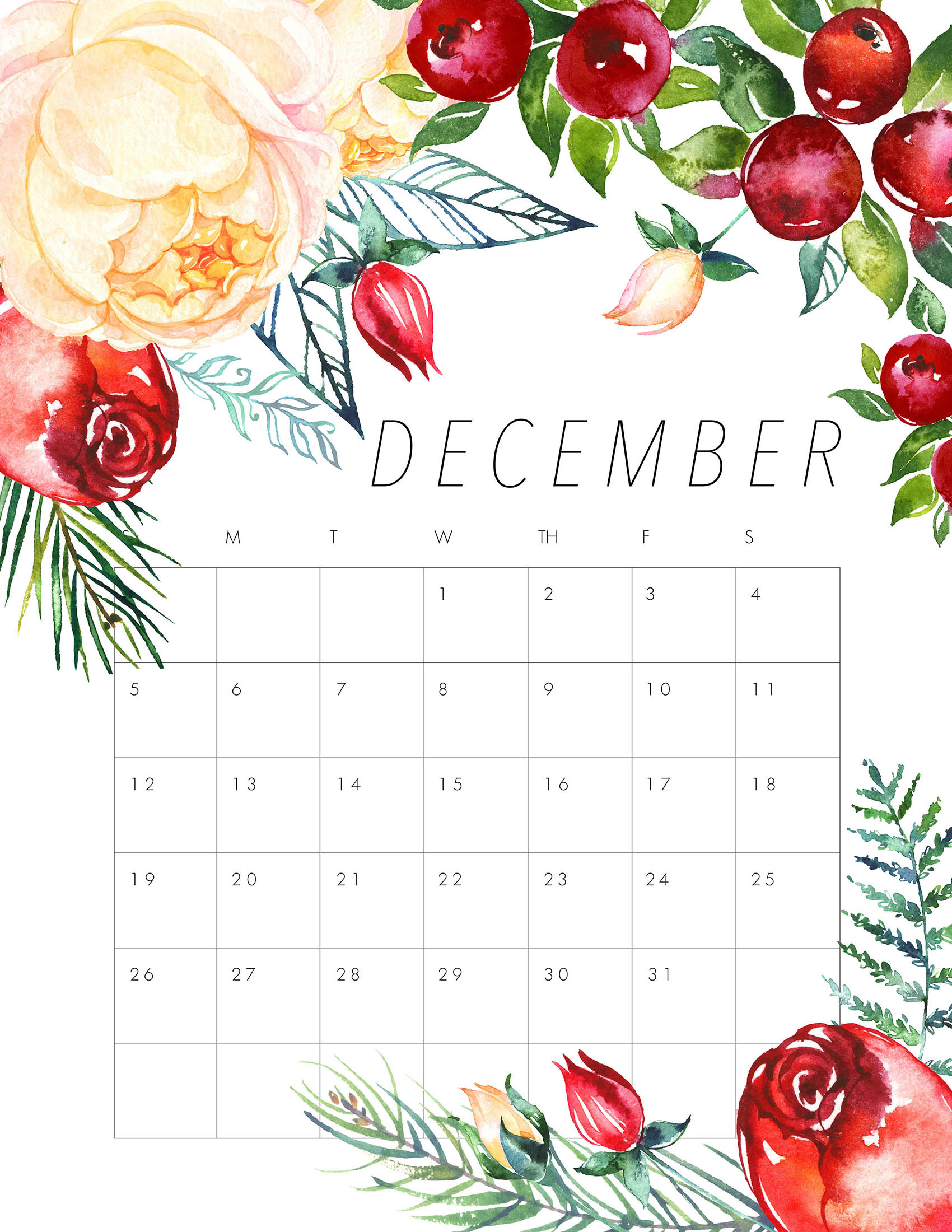 Free Printable 2021 Floral Calendar The Cottage Market