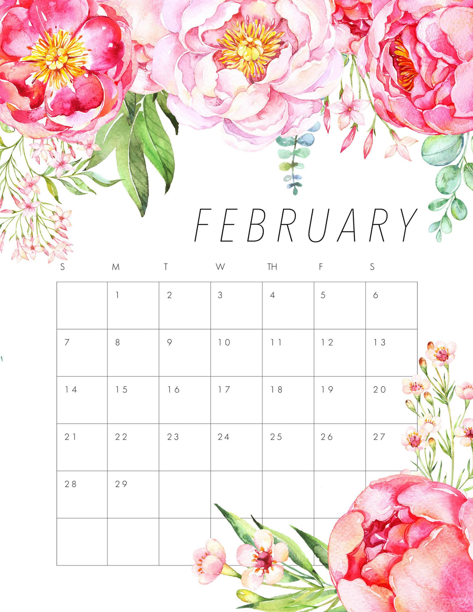 Free Printable 2021 Floral Calendar The Cottage Market