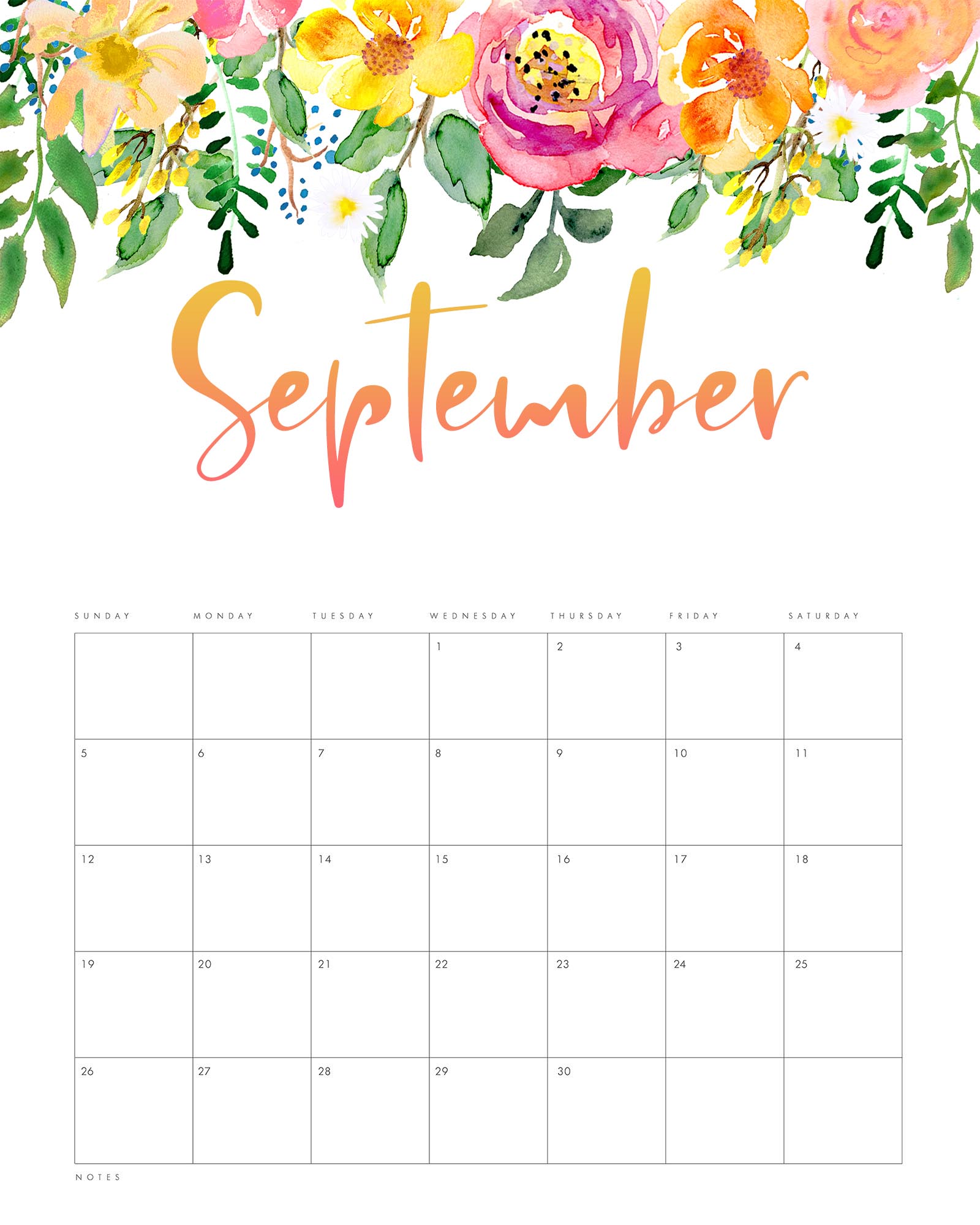 Free Printable Calendar 2021 Floral Free Letter Templates