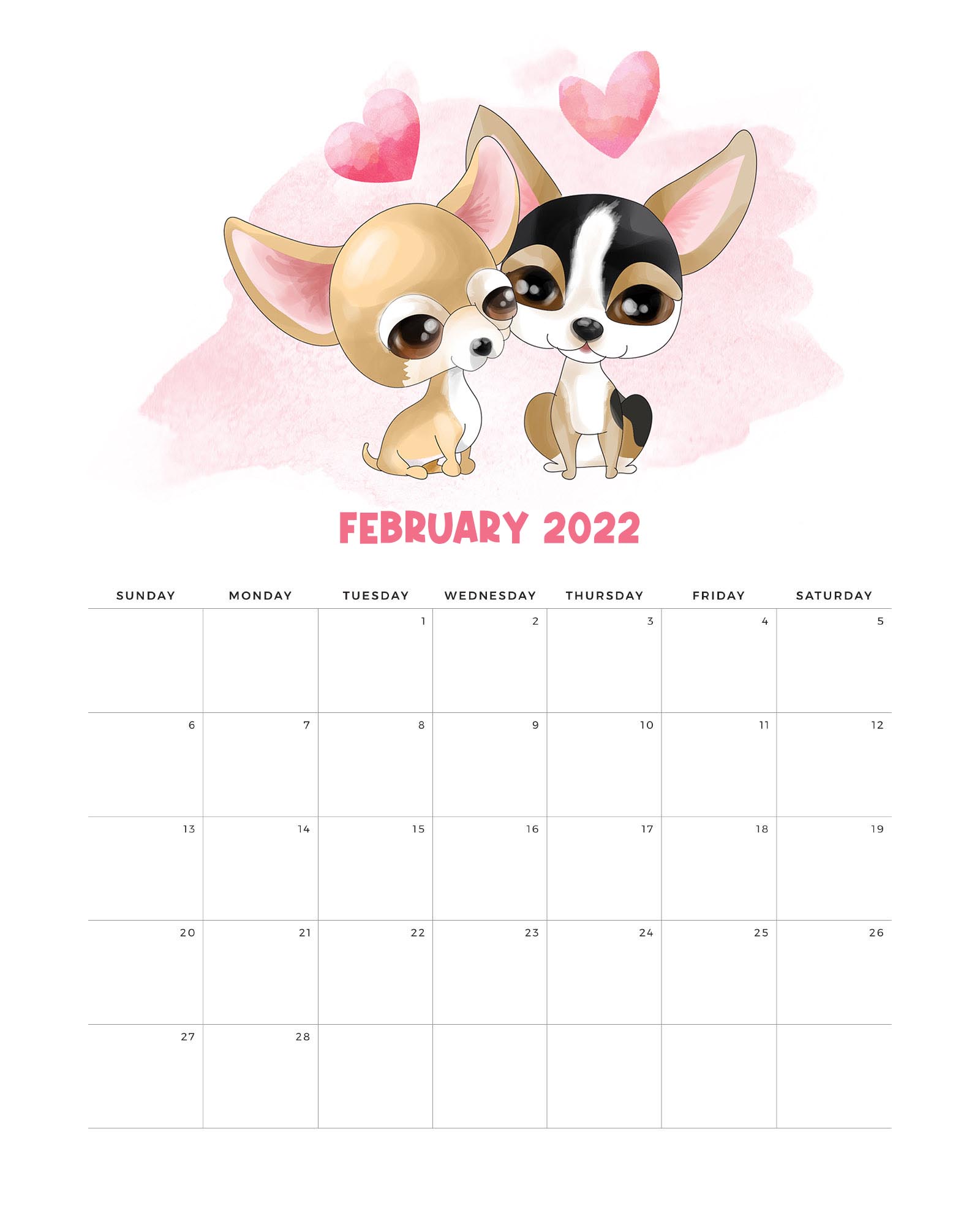 Free Printable 2022 Cute Dog Calendar The Cottage Market Free