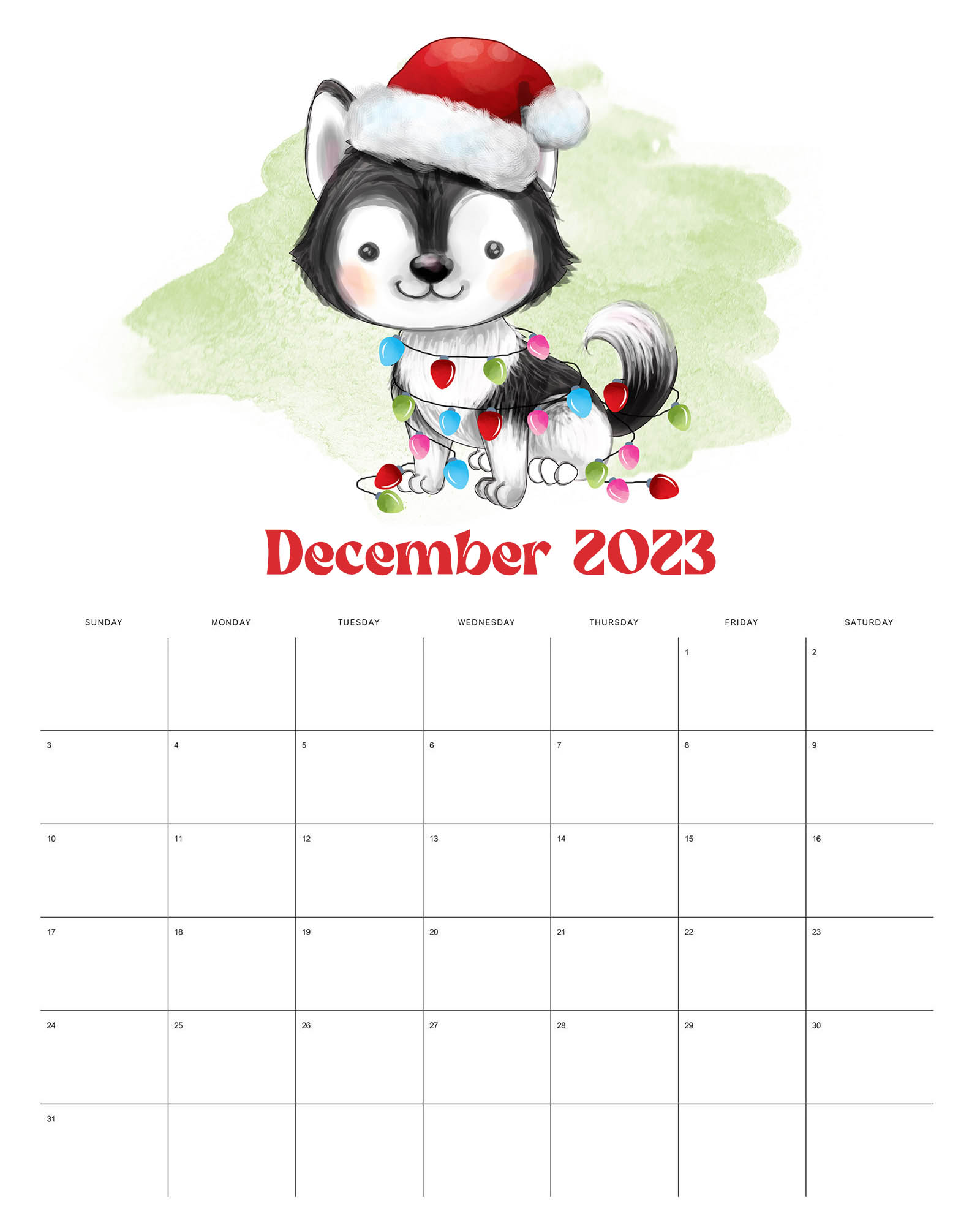 Free Printable 2023 Cute Dog Calendar The Cottage Market