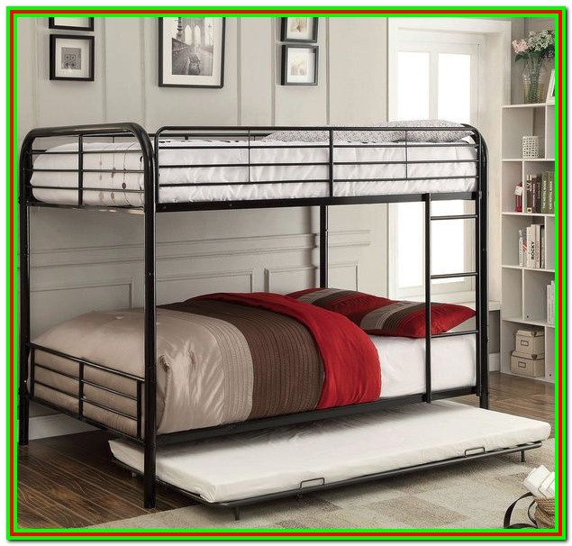 Metal Twin Over Full Bunk Bed With Trundle Bedroom Home Decorating