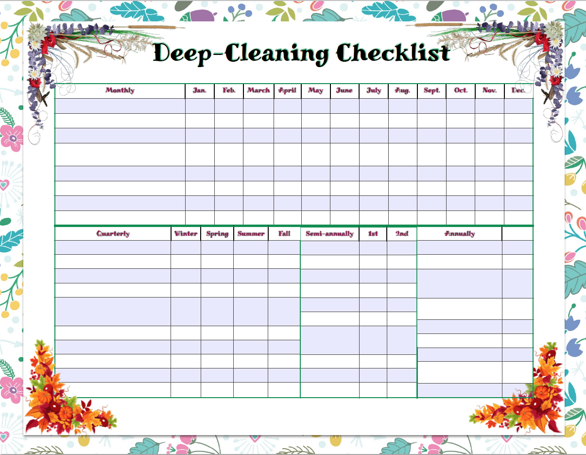 Free Printable Cleaning Schedule Weekly And Deep Cleaning