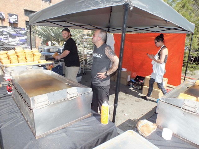 Preparing The Grilled Cheese Stack At Foodbeast Photo By Ed Simon For