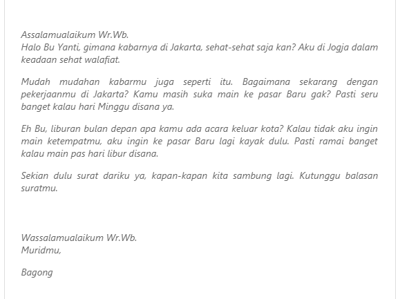 Contoh Surat Pribadi Untuk Guru Bahasa Indonesia Homecare24