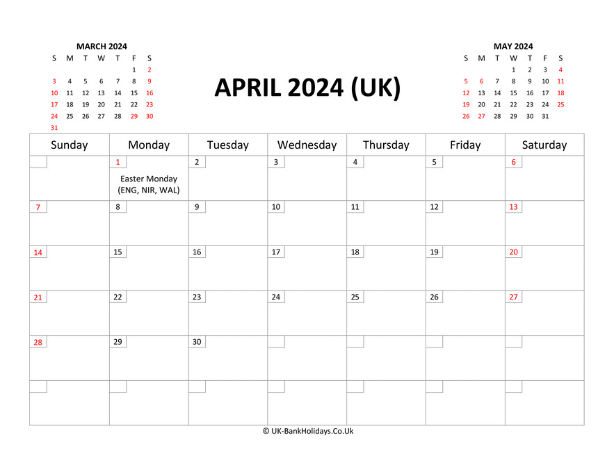 April 2024 Calendar With Holidays Printable Free Those Calendars Come