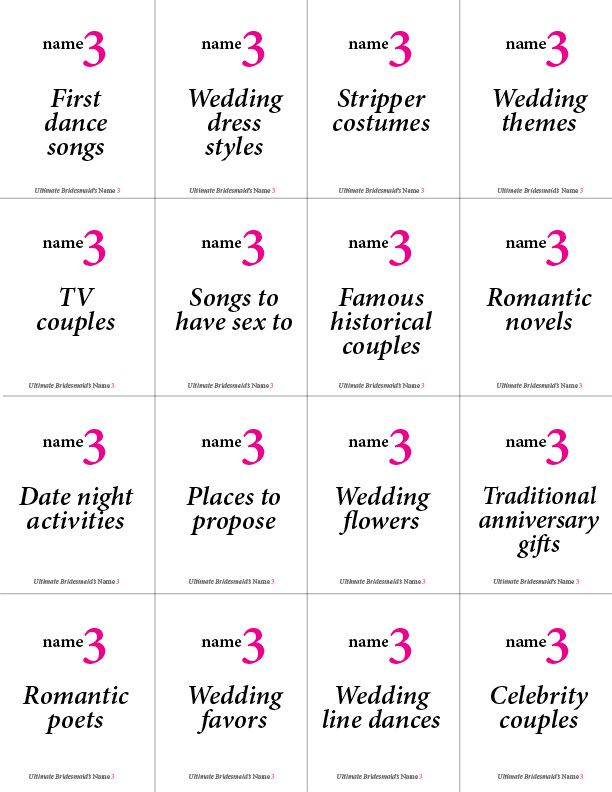 Printable Bachelorette Party Game Ultimate Bridesmaid
