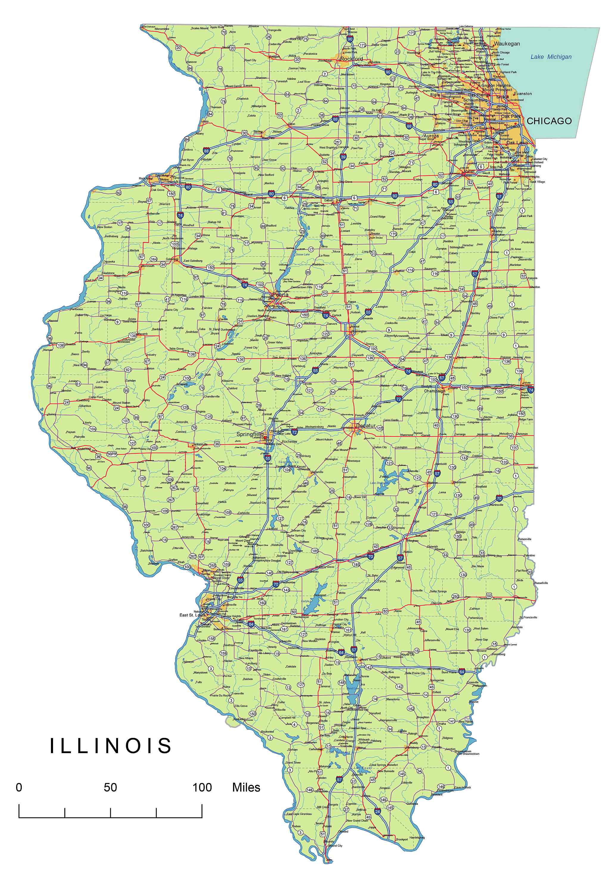 Printable Illinois County Map This County Map Of Illinois Is Free And