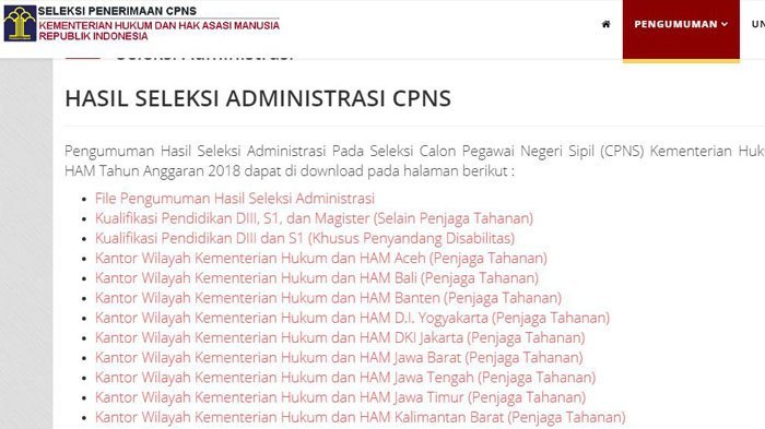 Rincian Formasi Cpns Kemenkumham 2017 Provinsi Sumbar Di Indonesia