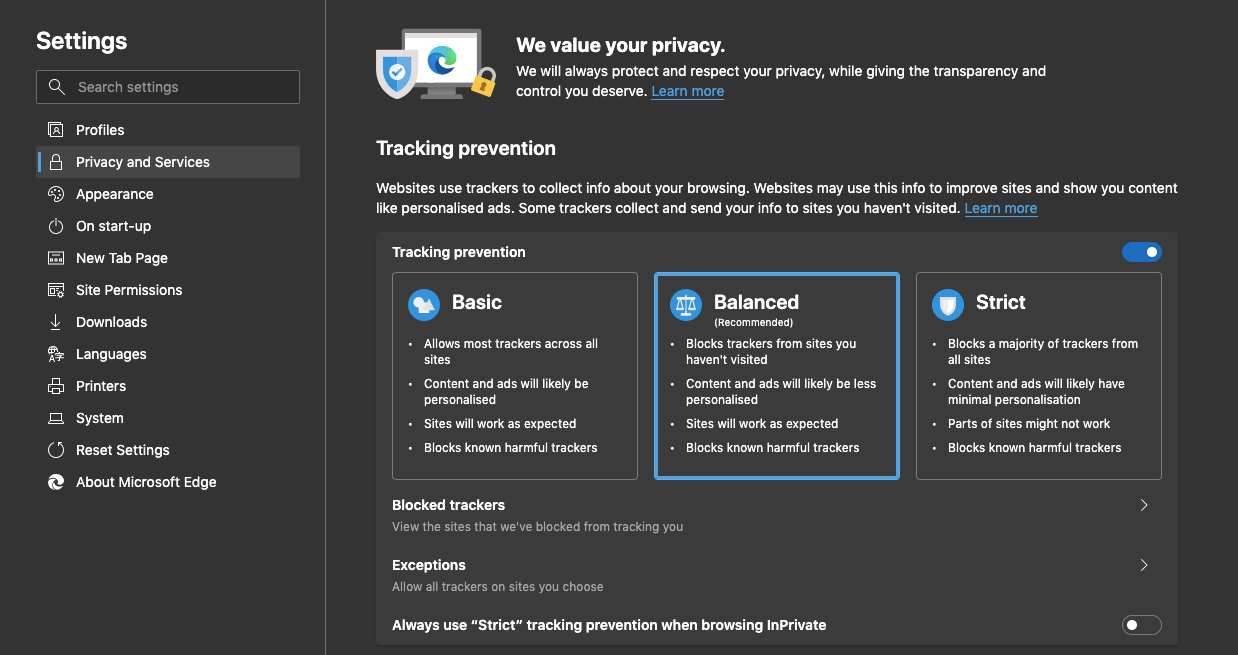 How To Enable Privacy And Security Settings In Edge Computer