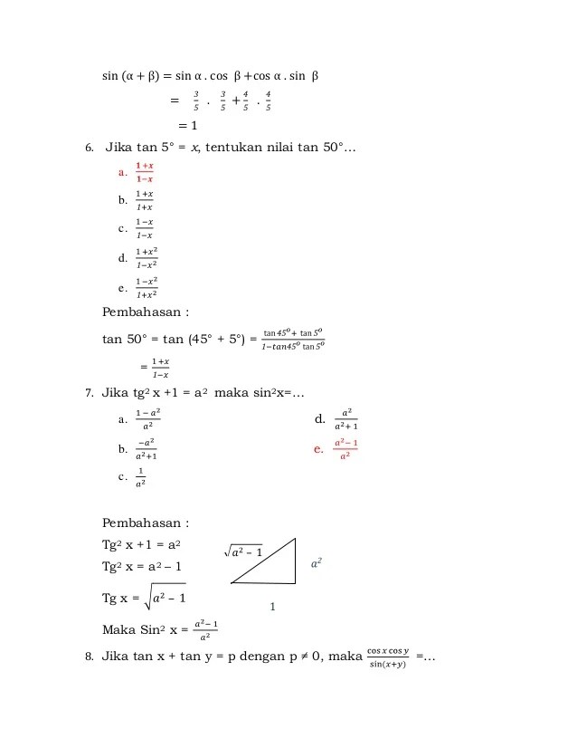 Soal Trigonometri Kelas X Ilmu