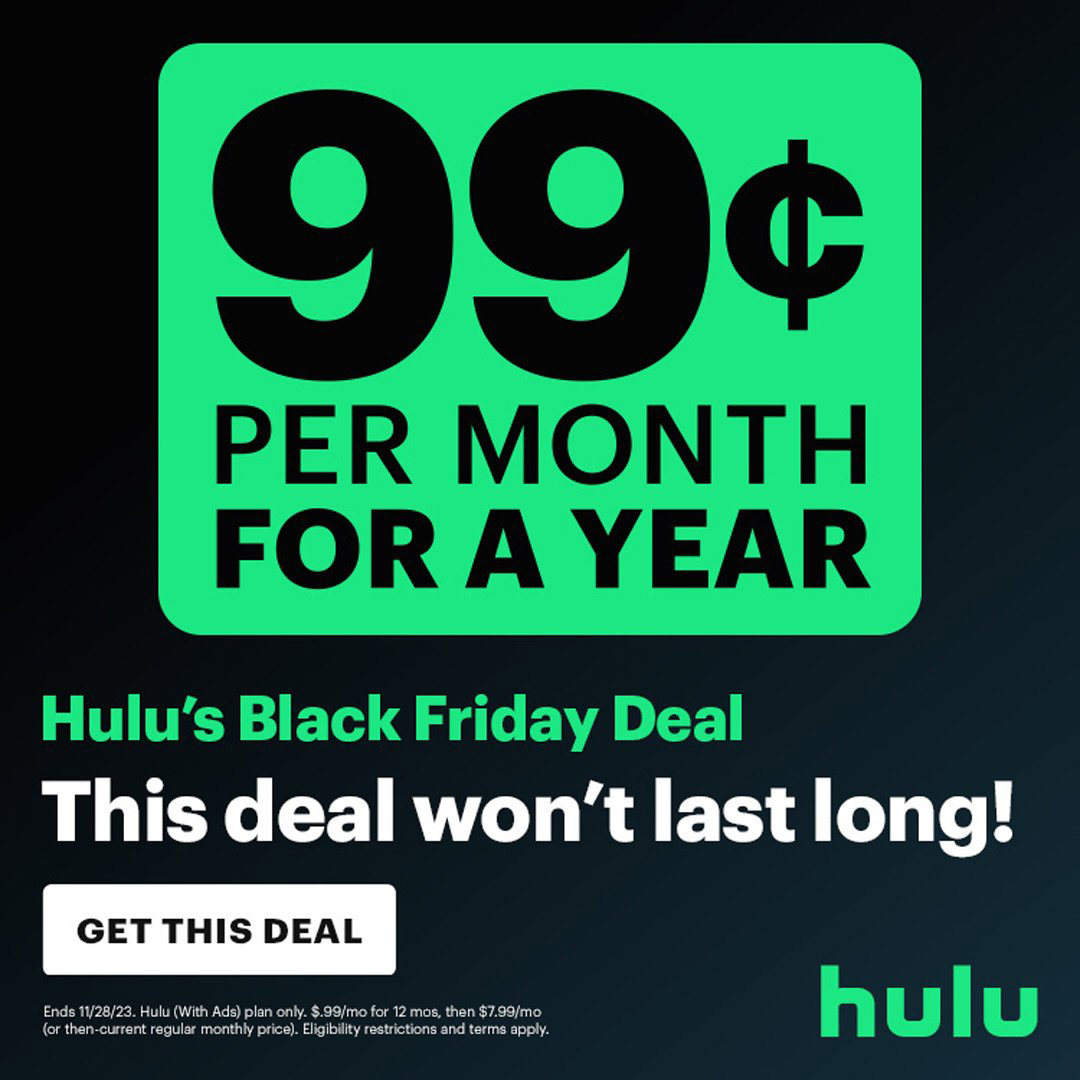 Hulu Black Friday Deal Just 099month