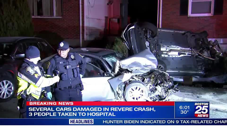 3 Taken To Hospital After Driver Smashes Into Several Parked Cars In Revere