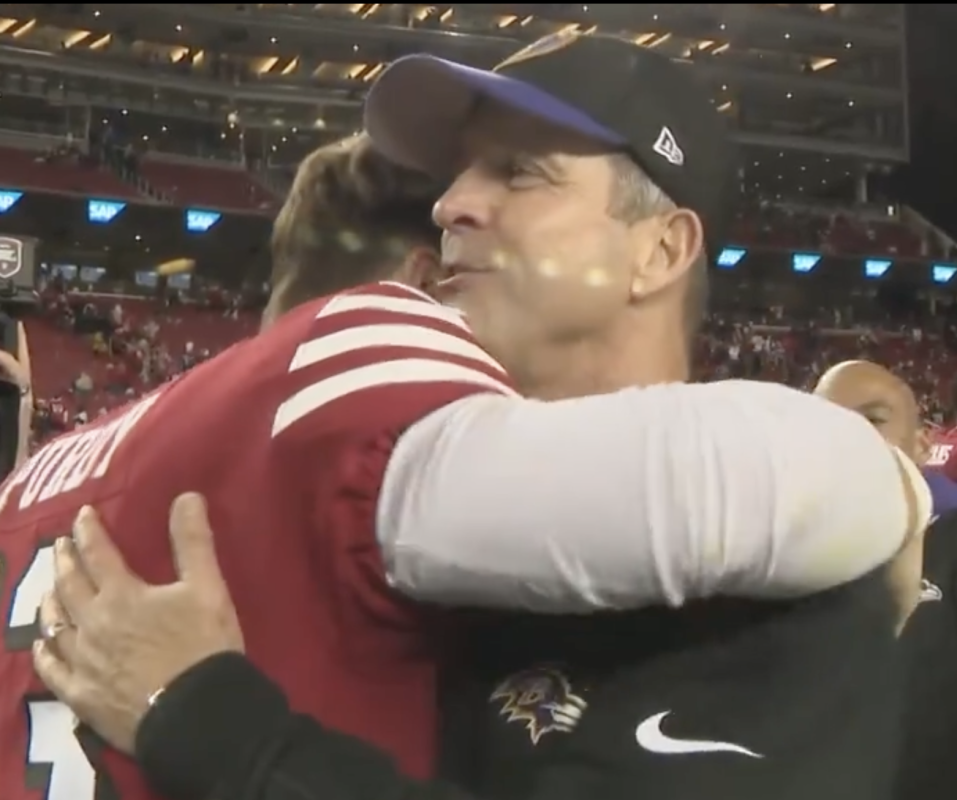 John Harbaughs Viral Six Word Message To Brock Purdy During Postgame