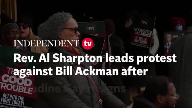 Rev Al Sharpton Leads Protest Against Bill Ackman After Claudine Gay