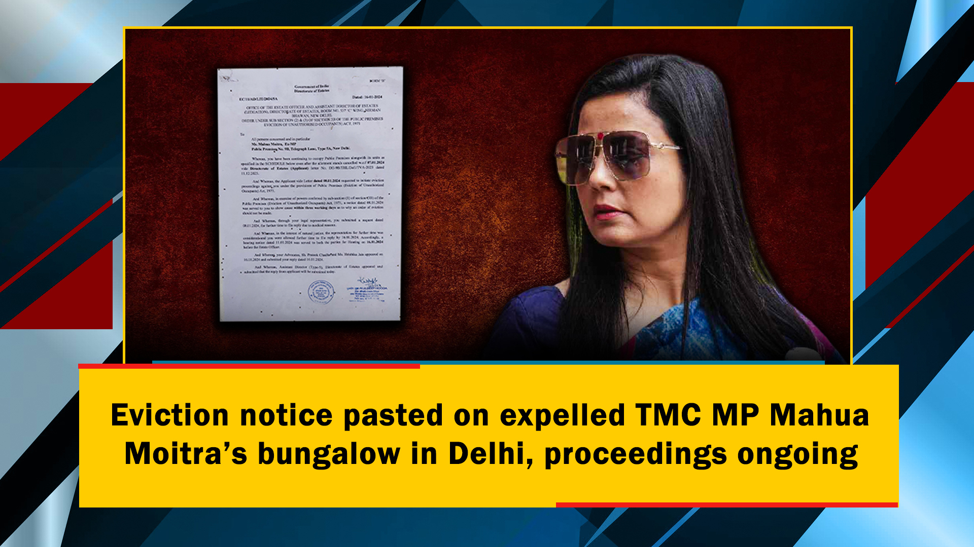 Eviction Notice Pasted On Expelled Tmc Mp Mahua Moitras Bungalow In